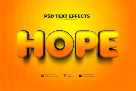 Premium Psd Hope Text Effect And Mockup Template
