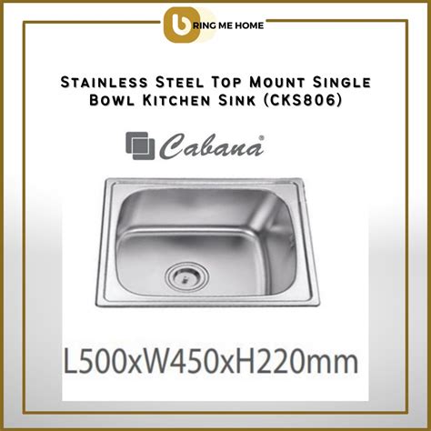 Cabana Cks806 Sinki Stainless Steel Sink Top Mount Sink Kitchen Sink Single Bowl Sink One Bowl