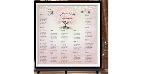 Pink Heart Leaf Tree Seating Chart Welcome Sign Zazzle