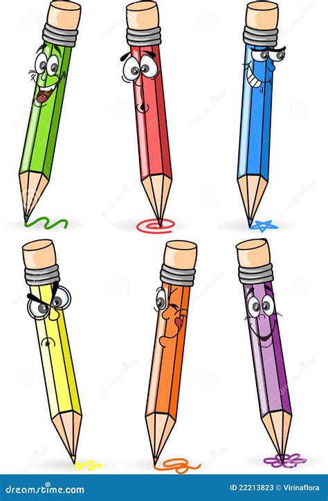 Cartoon School Pencils Vector Stock Vector Illustration Of Color Vector 22213823