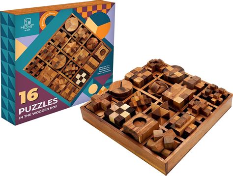 Bsiri 16 In 1 Wooden Brain Teaser Puzzles For Adults And Seniors