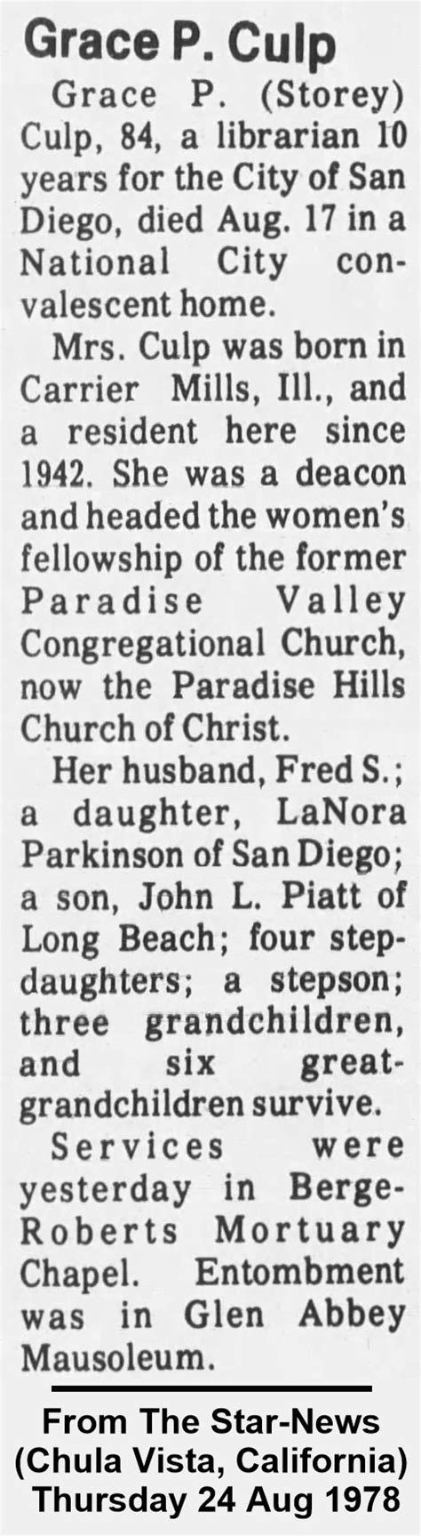 Grace P Storey Culp 1893 1978 Homenaje De Find A Grave