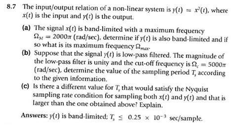 Solved 87 ﻿the Inputoutput Relation Of ﻿a Non Linear System
