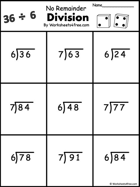 Free Division Worksheet 2 Digit By 1 No Remainder