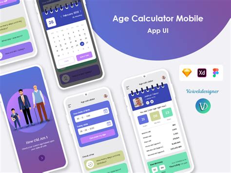 age calculator mobile app ui kit download free resource