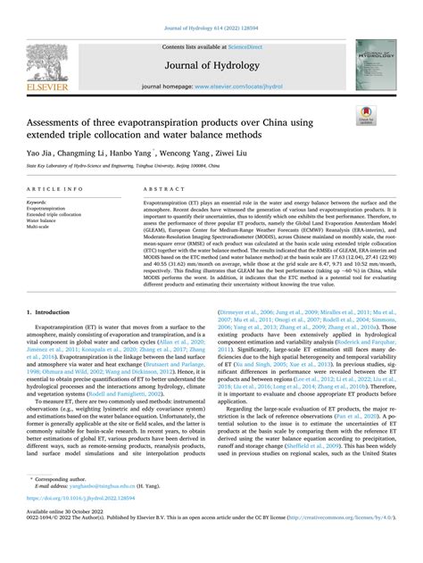 pdf assessments of three evapotranspiration products over china using