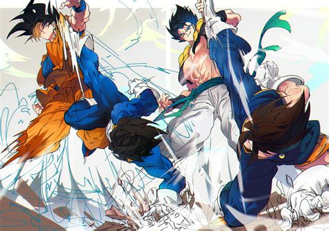 Son Goku Vegeta Gogeta And Vegetto Dragon Ball And 1 More Drawn By