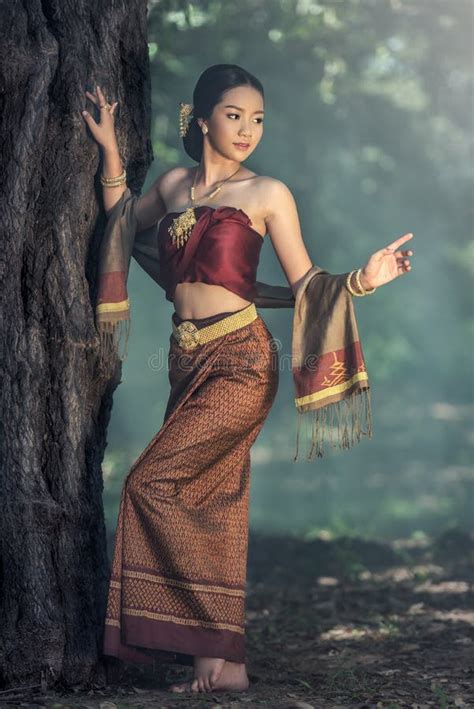 Beautiful Thai Girl In Thai Traditional Costume Stock Image Image Of