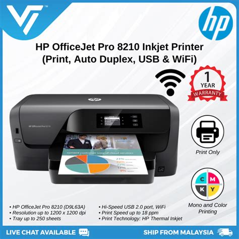 Hp Officejet Pro 8210 D9l63a Wireless Inkjet Printer Print Auto