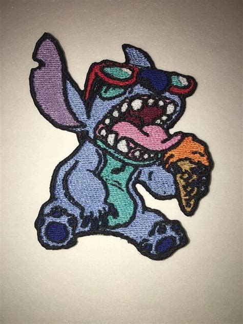 Iron On Patch Disney Inspired Fan Art Stitch Eating By Froggydolls