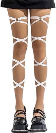Jovono Black Garters Leg Wraps Sexy Heart Ring Elastic Garter Belt Glossy Rave Outfits Festivals