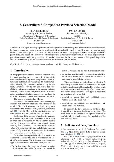 Pdf A Generalized 3 Component Portfolio Selection Model Irina