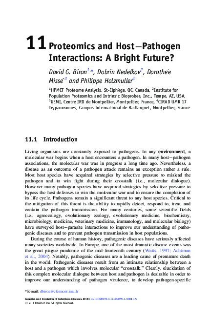 Pdf Proteomics And Host—pathogen Interactions