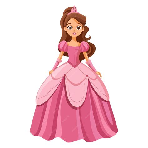 Premium Vector A Cartoon Drawing Of A Princess In A Pink Dress
