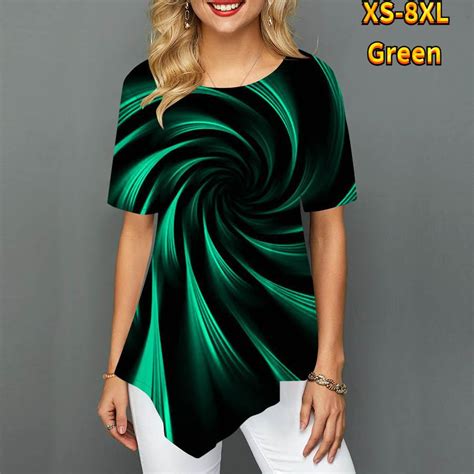 Kadın Büyük Beden Bayan Tee Shirts Kasırga Baskı Gevşek Rahat Üstler Kadınlar Için Kadın