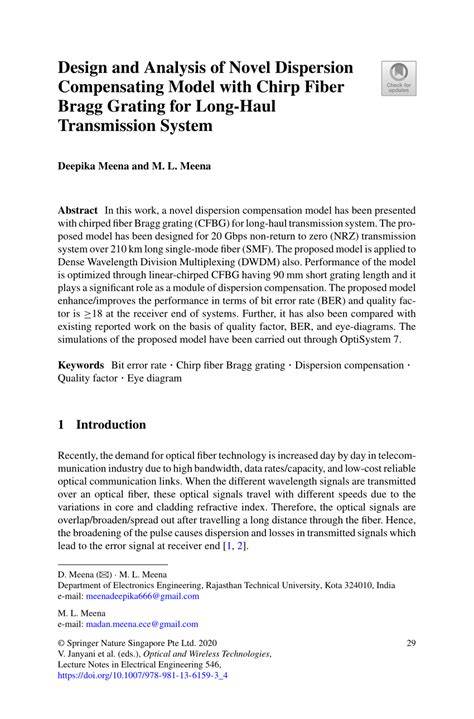 Pdf Design And Analysis Of Novel Dispersion Compensating Model With