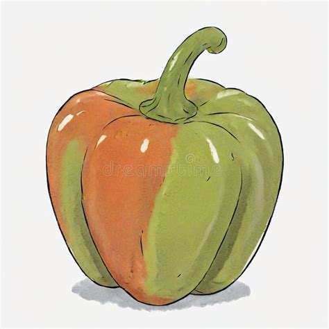 Pepper Watercolor Illustration Sketch Drawing Style Clipart Stock