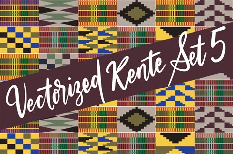 Colorful Retro Kente Patterns Set 5