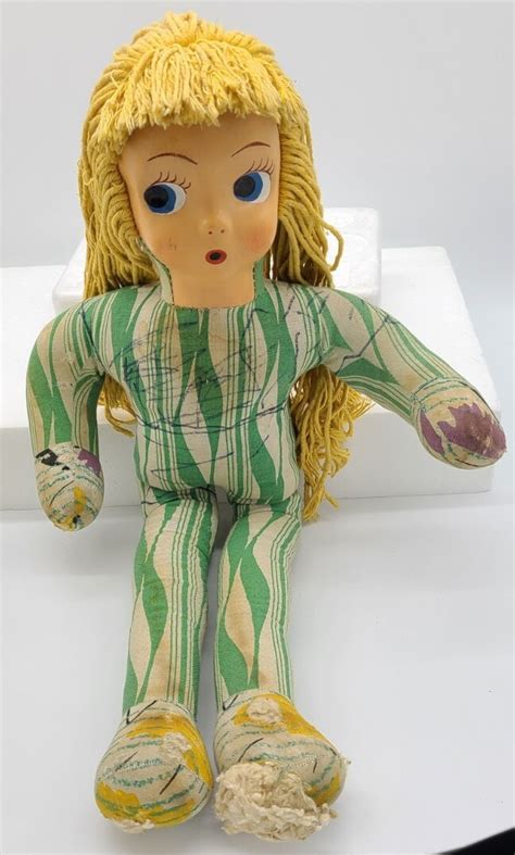 Vintage 1960s Cloth Rag Hard Face Looby Loo Lou Doll Long Legged 20