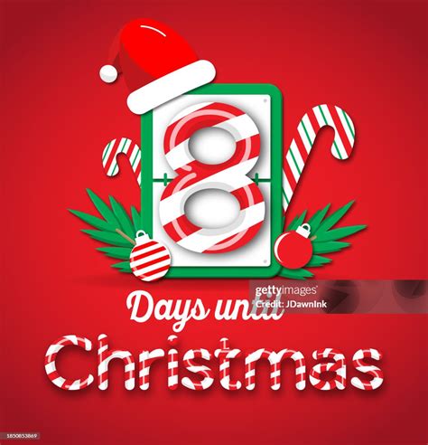 8 Days Until Christmas Countdown With Candy Cane Number Flip Counter