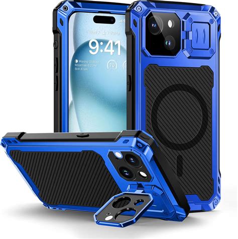 Iphone 15 Metal Case Heavy Duty Protective Rugged Full Body Magnetic C
