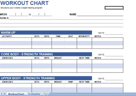 Free 14 Sample Workout Chart Templates In Pdf Ms Word Excel Ponasa