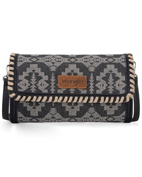 Wrangler Womens Southwestern Print Crossbody Bag Black
