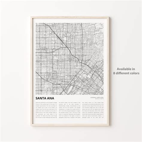 Santa Ana Map Print Santa Ana Travel Map Santa Ana Wall Decor Art
