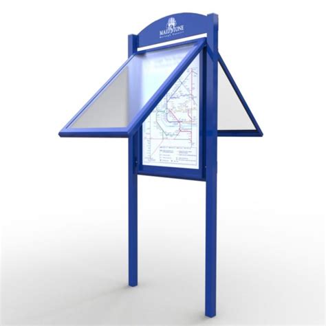 Shield Pro Double Sided Post Mounted External Outdoor Notice Board With Personalised Header