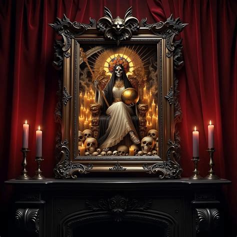 Santa Muerte Art Print Day Of The Dead Altar Decor Gothic Spiritual