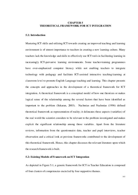 Pdf Chapter 5 Theoretical Framework For Ict Integration 51 Introduction