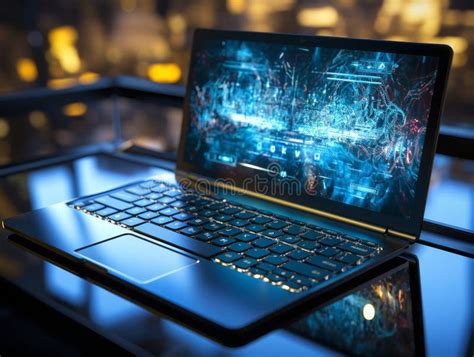 Glowing Laptop Monitor Digital Technology Artificial Intelligence Ai