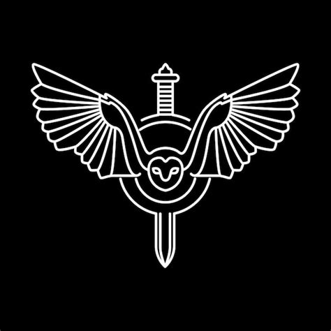 Premium Vector Barn Owl Fly Wings Hunter Freedom With Sword Line