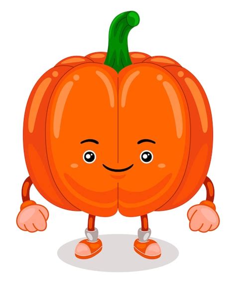 Premium Vector Cute Pumpkin Mascot Character Vector Illustration