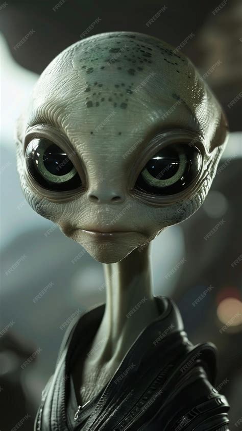 Premium Photo A Cartoonish Alien With A Big Head And A Small Face