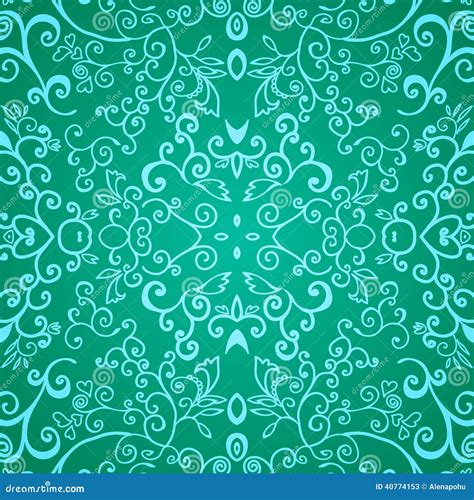 Seamless Emerald Floral Pattern Stock Vector Illustration Of Emerald