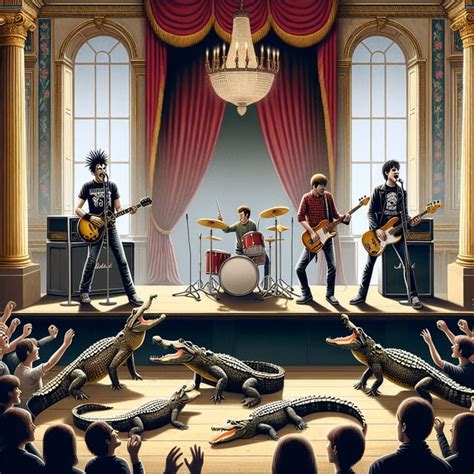 Ramones Performing On Classical Stage With Crocodiles Ai Art