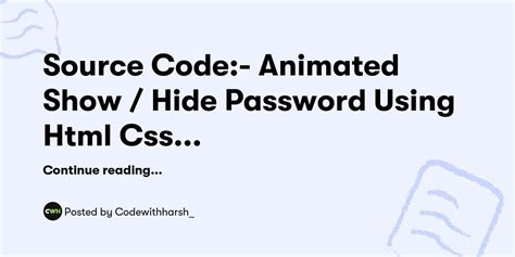 Source Code Animated Show Hide Password Using Html Css And Js