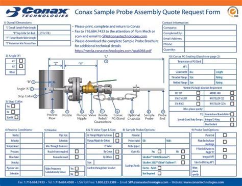 Conax Sample Probe Assembly Quote Request Form