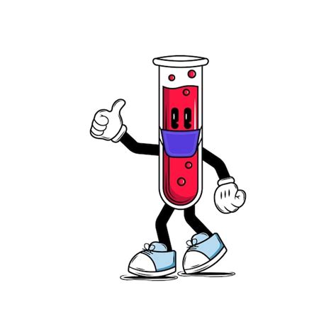 Premium Vector Cute Test Tube With Blood In A Mask Character In