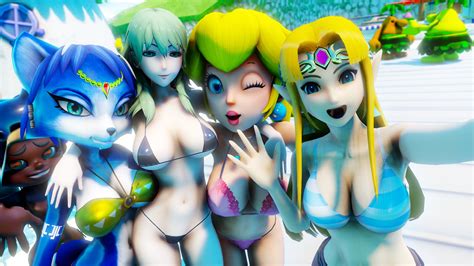 Rule 34 3d 5girls Big Breasts Bikini Blonde Hair Blue Eyes Busty