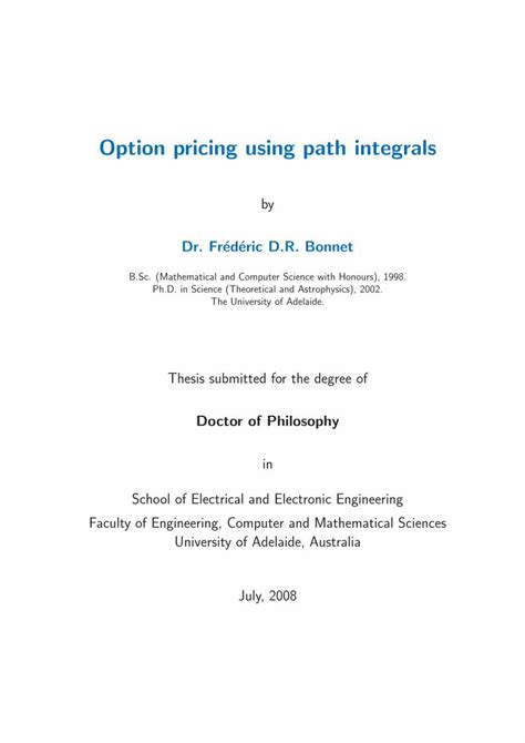 Pdf Option Pricing Using Path Integrals Dokumentips