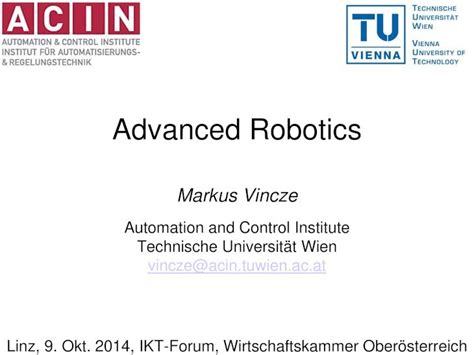 Pdf Advanced Robotics Academia Superior Advanced Robotics Markus Vincze Automation And