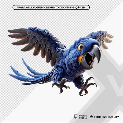 Elemento 3d Arara Azul Voando Psd Editável Psd Premium Download