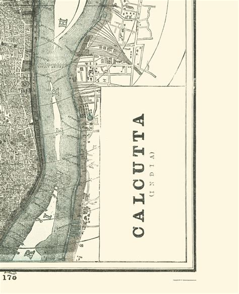 Historic Map Calcutta India Rathbun 1893 23 X 2824 Vintage Wa