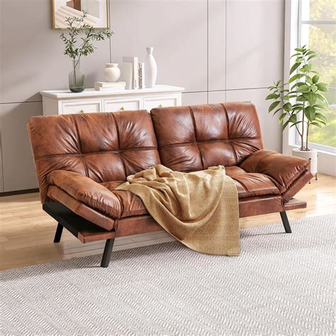 Erdoru Convertible Memory Foam Futon Sofa Bed Couch Faux