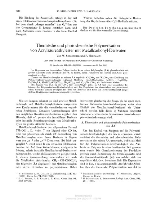 Pdf Thermische Und Photochemische Polymerisation Von