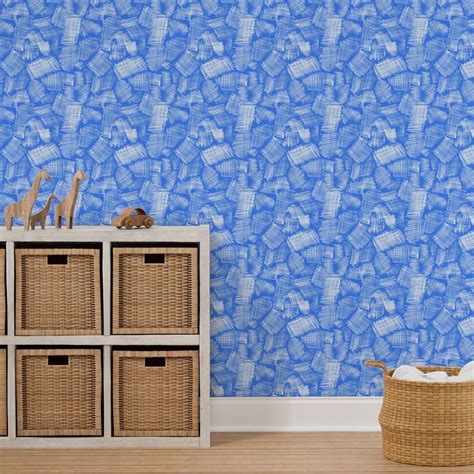Hatching Texture Blue Wallpaper Spoonflower