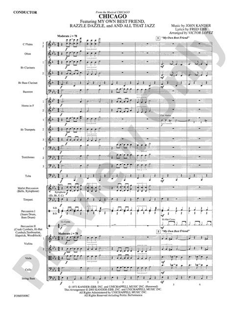 Chicago From The Musical Chicago Score Full Orchestra Score