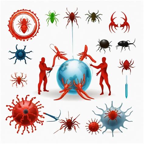 Viruseradication Vector Set White Background Isolated Premium Ai